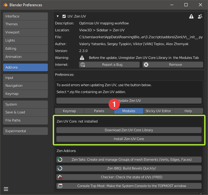 Installation - Zen UV for Blender